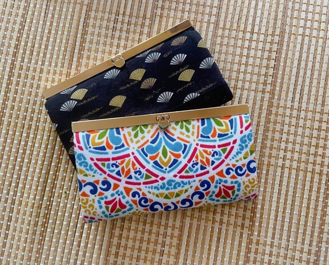 Kisslock Accordion Wallet. Compact Clasp Clutch. Fabric Purse. Long ...