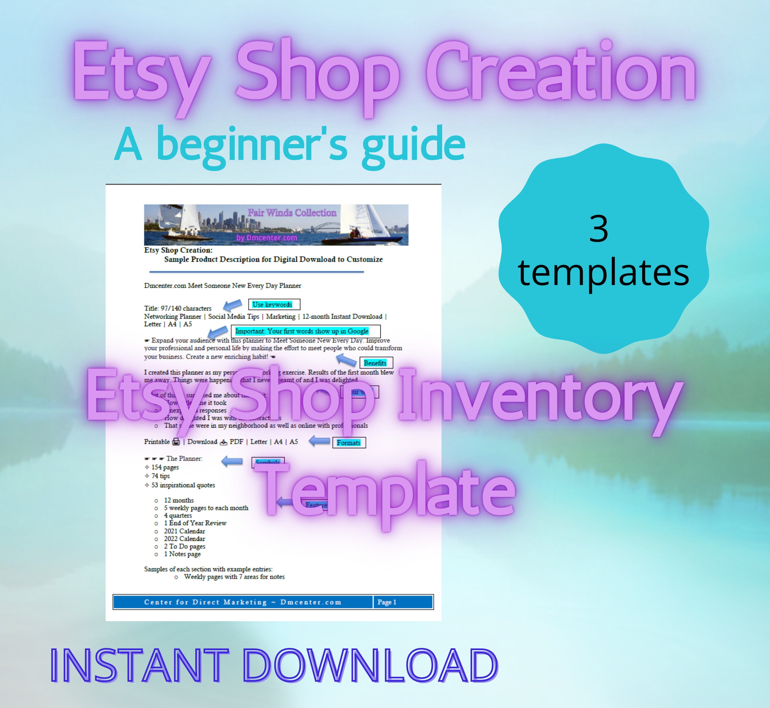 Etsy Shop Set up How-to Video Listing Tips 5 Checklists 3 Templates ...