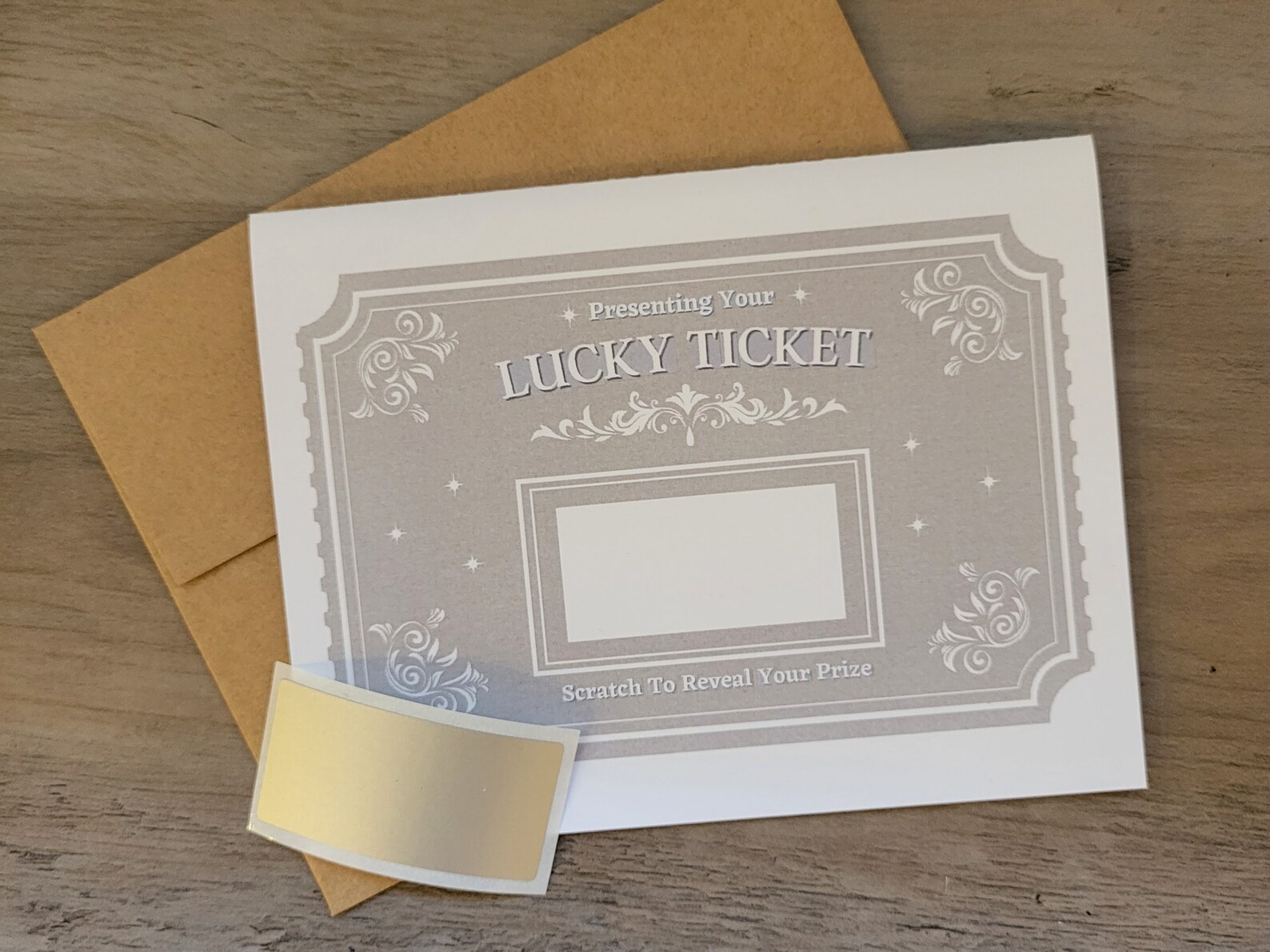 Lucky Ticket Scratch off Card, Greeting Card, Birthday Card, Surprise ...