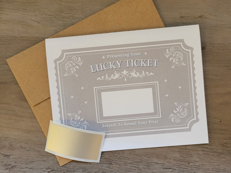 Lucky Ticket Scratch off Card, Greeting Card, Birthday Card, Surprise ...