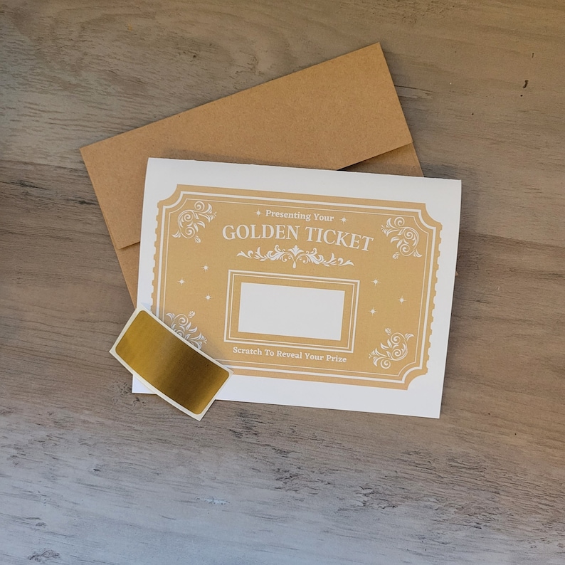 Golden Ticket Scratch off Card Greeting Card Birthday Card - Etsy
