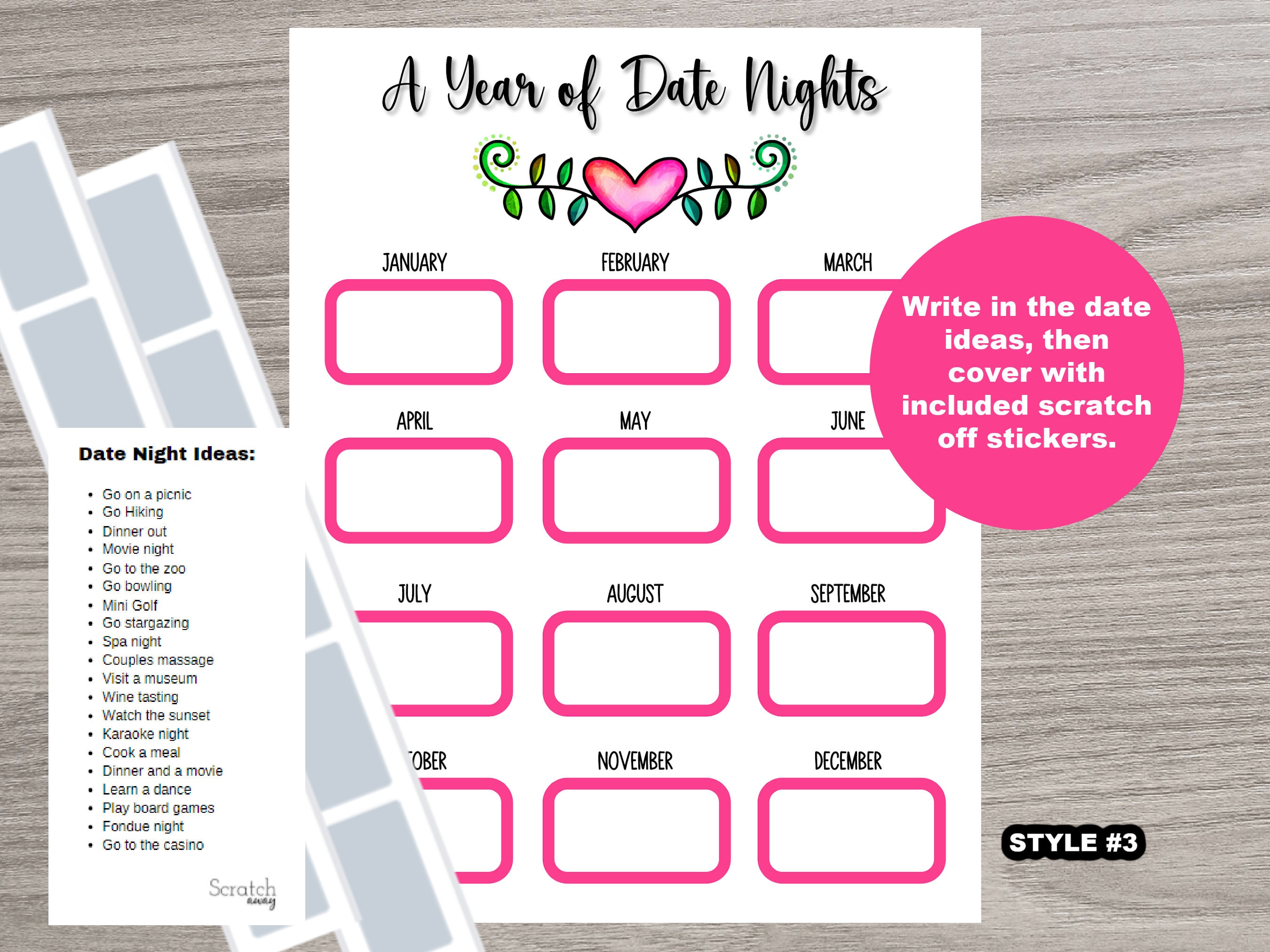 Date Night Scratch Off Scratch off Chart A Year of Date - Etsy