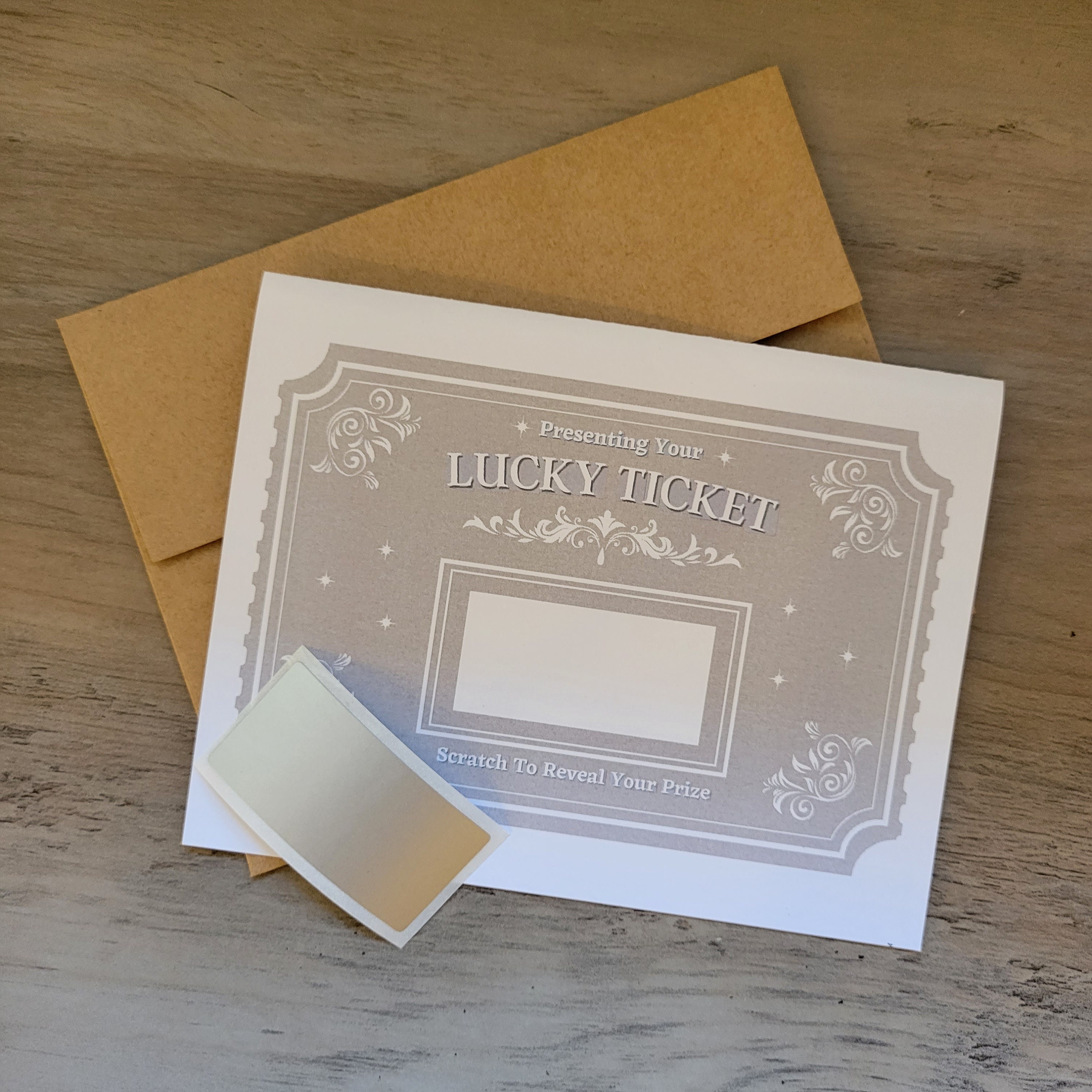 Lucky Ticket Scratch off Card, Greeting Card, Birthday Card, Surprise ...