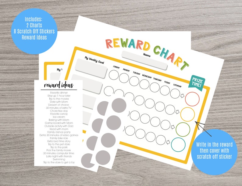 Scratch off Reward Chart 2 Pk Kids Reward Chart Reward - Etsy
