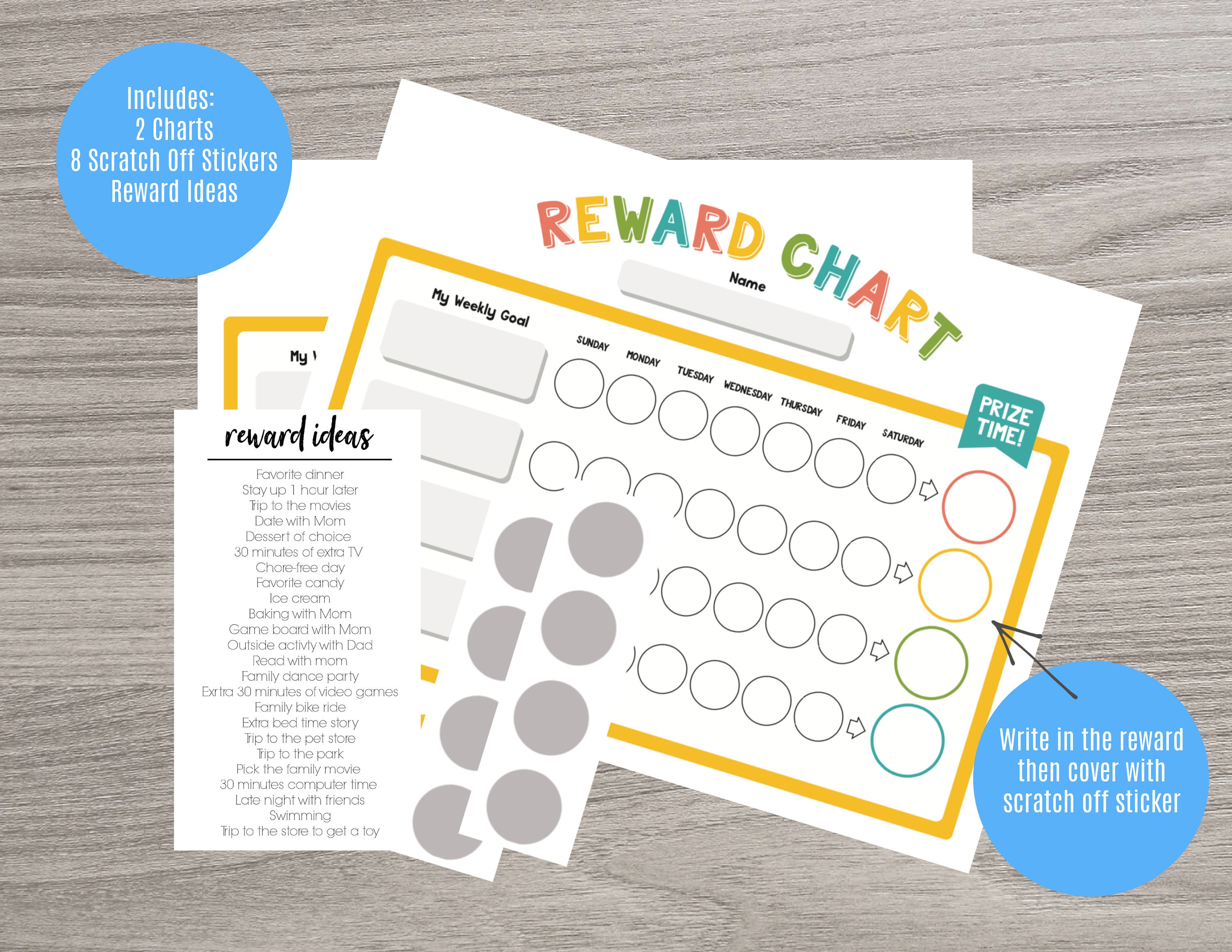 Scratch off Reward Chart 2 Pk, Kids Reward Chart, Reward Sticker Chart ...