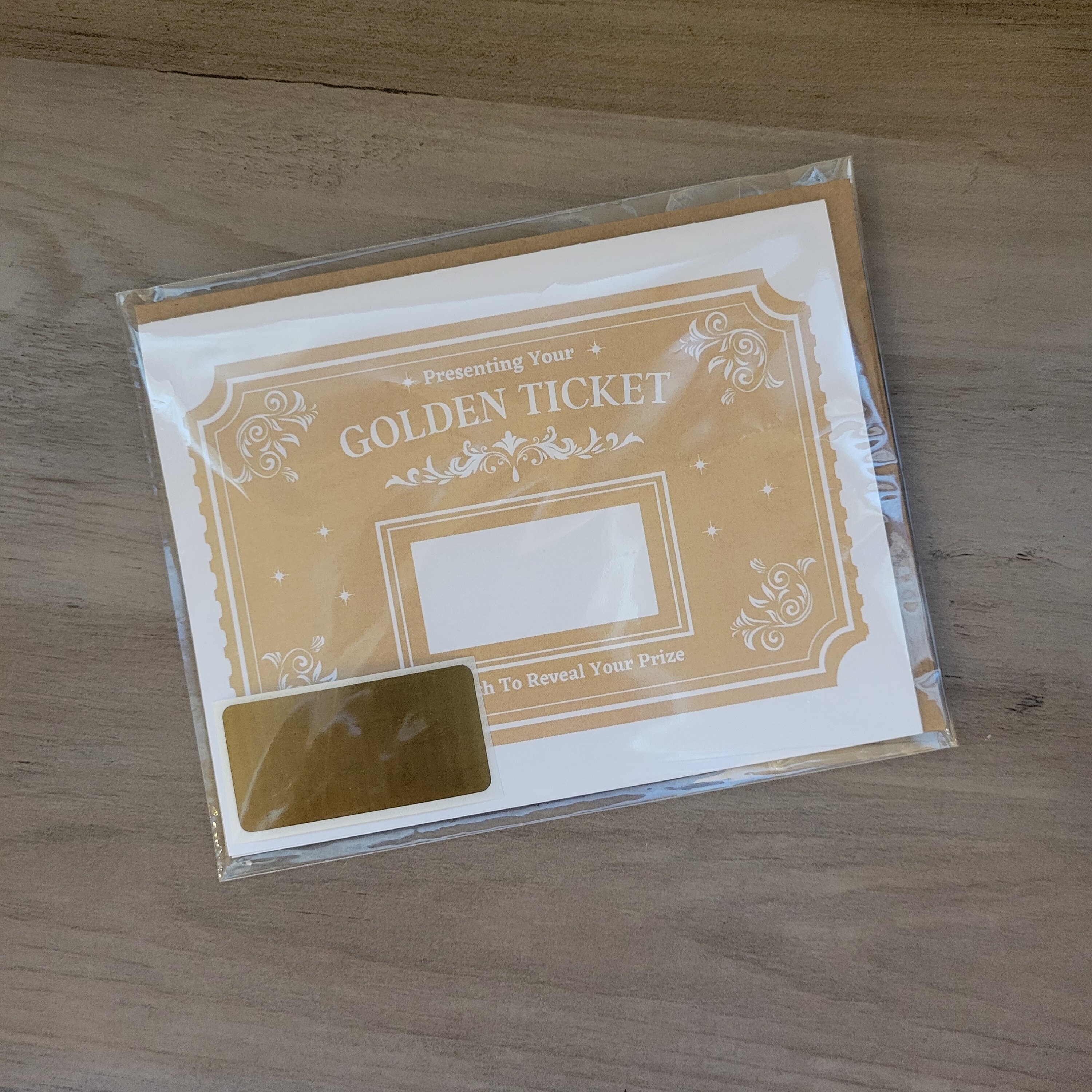 Golden Ticket Scratch off Card, Greeting Card, Birthday Card, Surprise ...