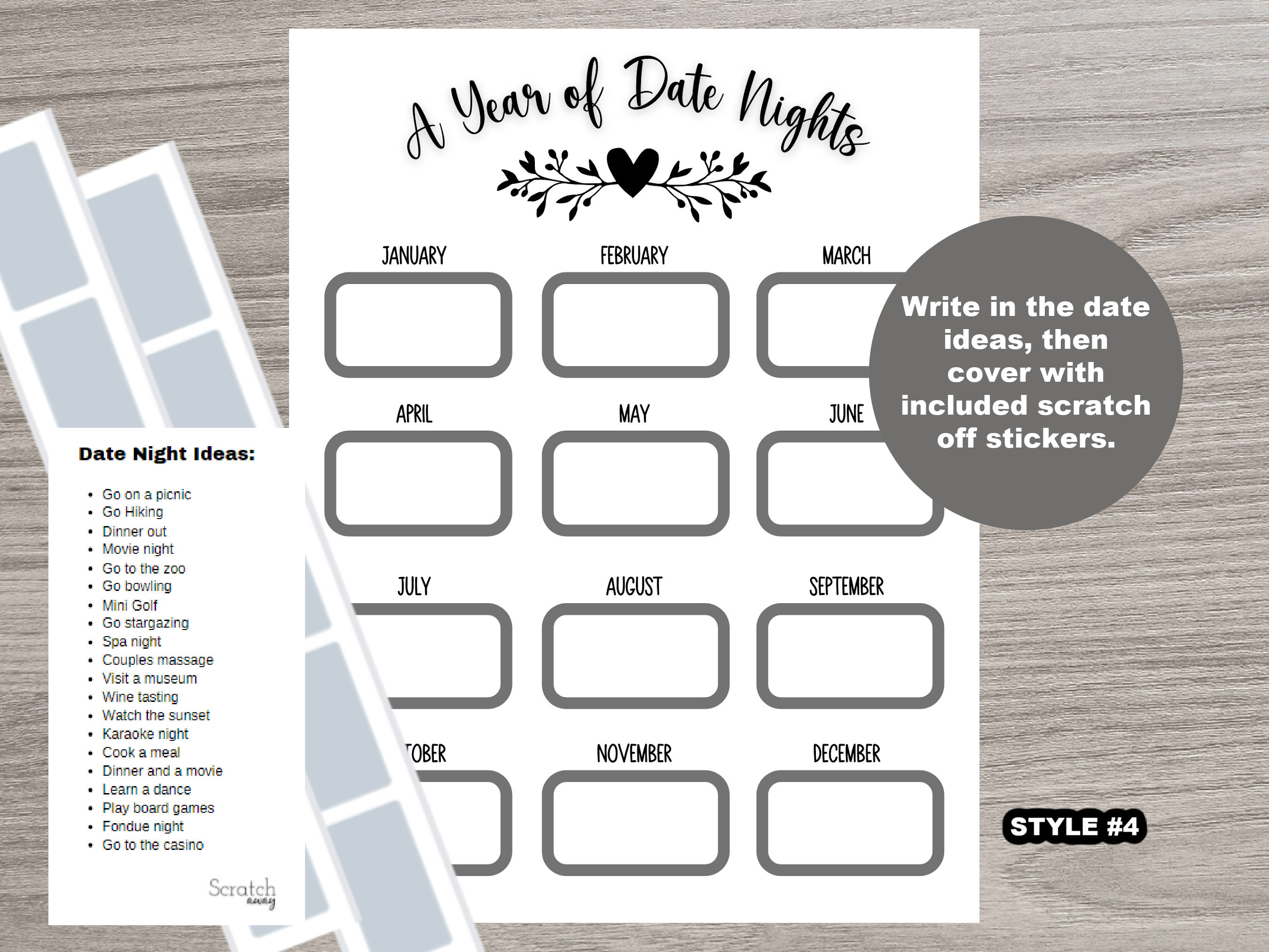 Date Night Scratch Off Scratch off Chart A Year of Date - Etsy