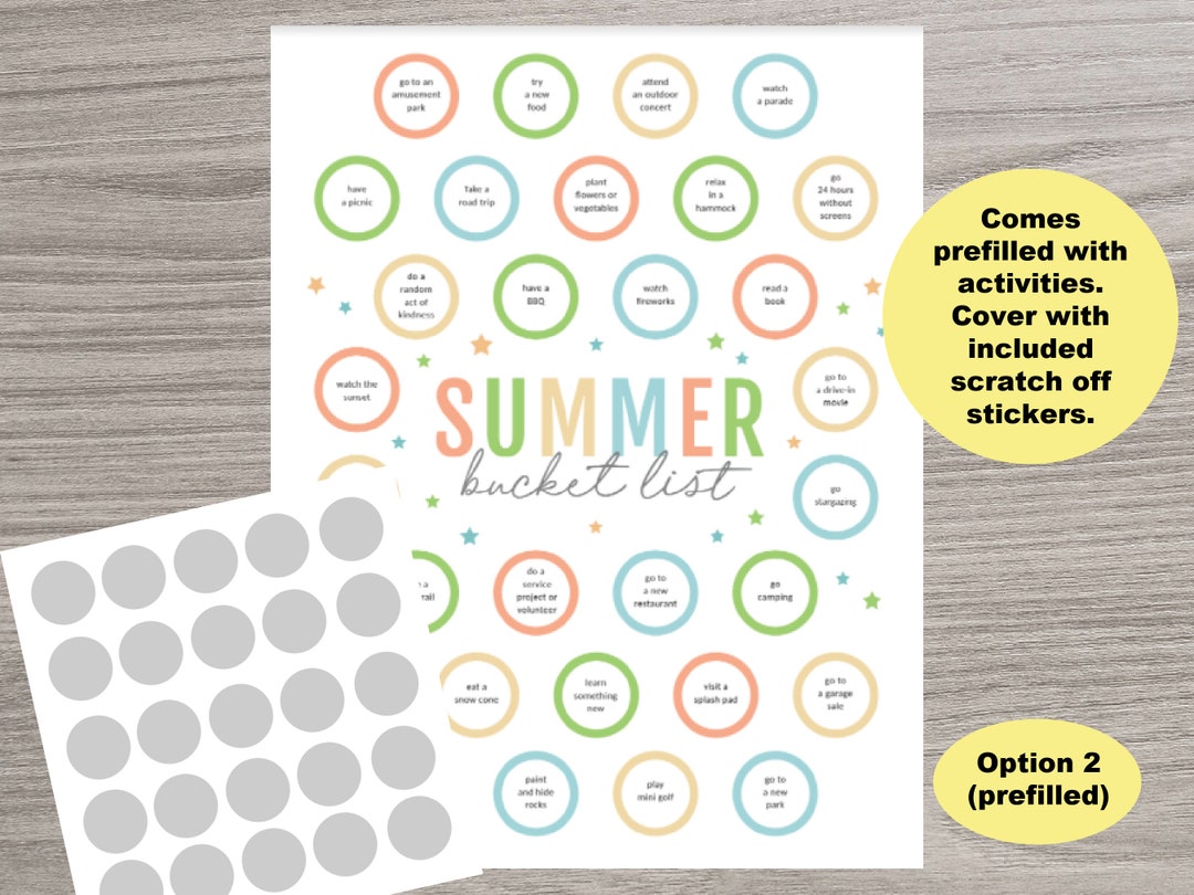 Scratch off and Reveal Summer Bucket List, Scratch Off, Summer Vacation ...