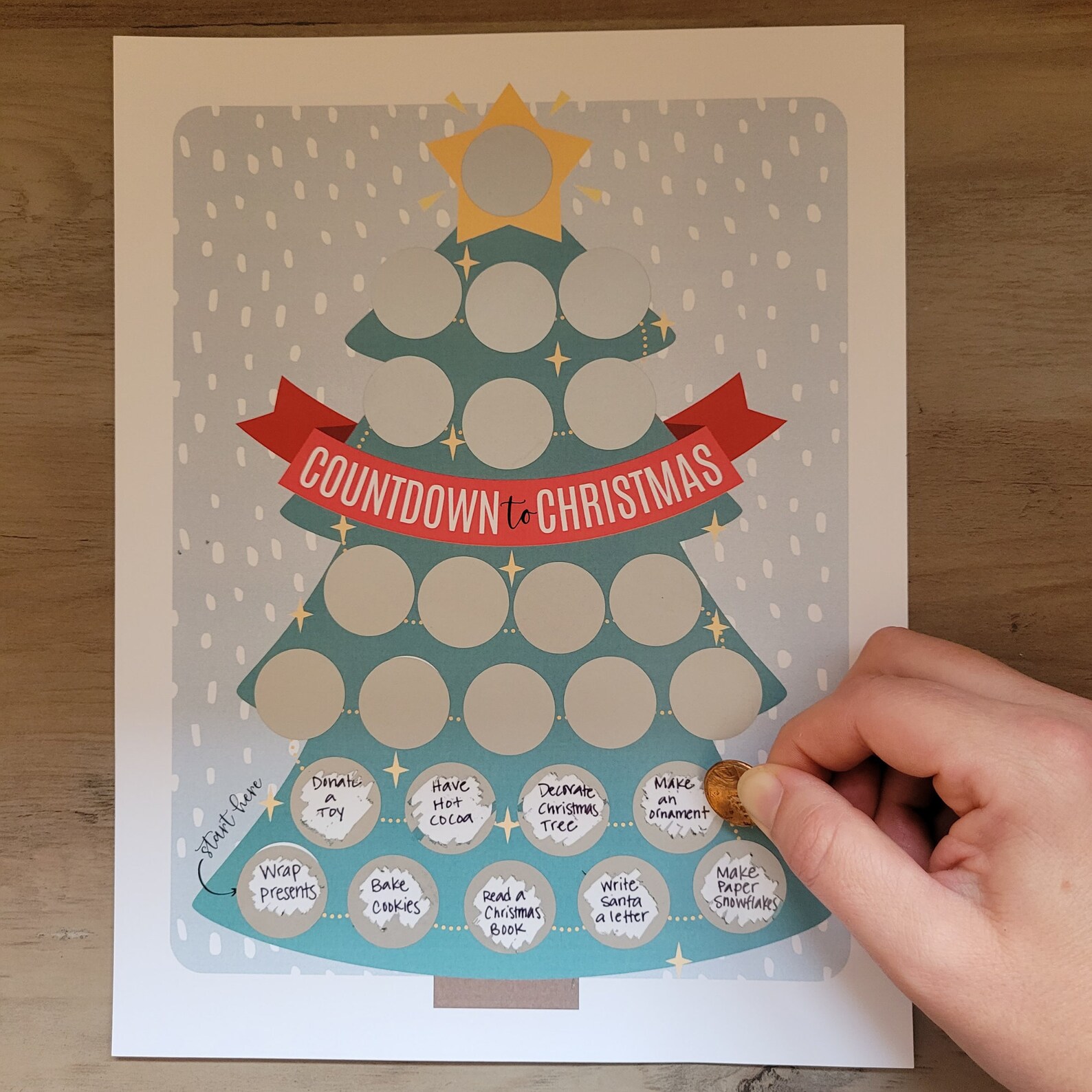 Scratch OFF Christmas Tree Advent Calendar, Christmas Countdown ...