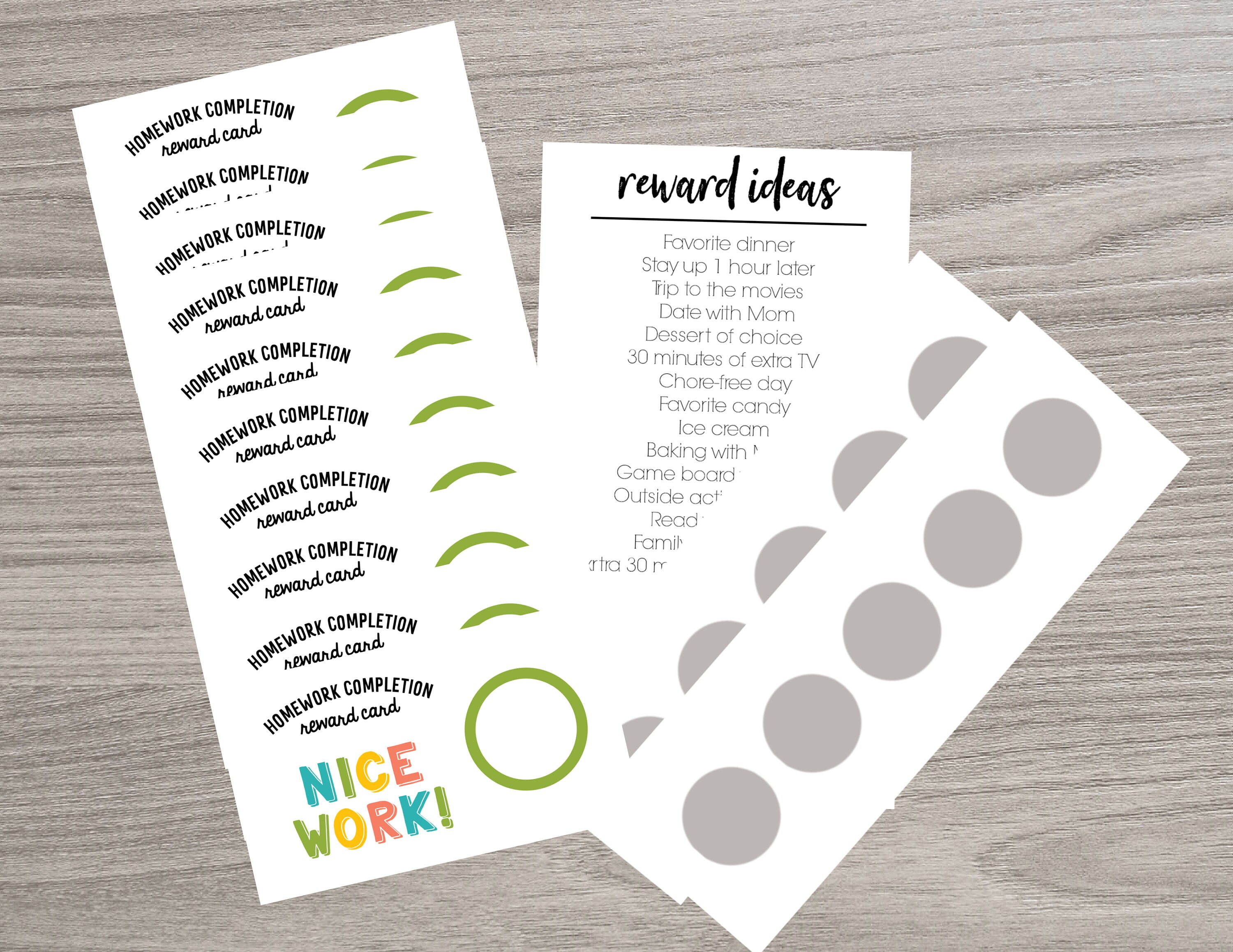Scratch OFF Homework Completion Reward Cards, Homework Rewards, School ...