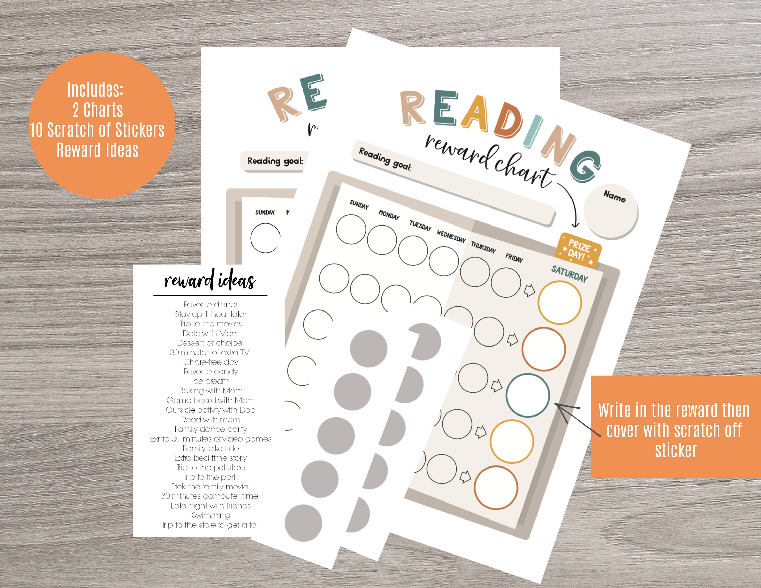 Scratch off Rewards Reading Chart 2 Pk, Kids Reward Chart, Reading ...