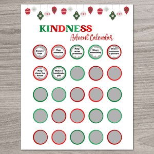 Christmas Acts of Kindness Scratch off Calendar, Christmas Calendar ...