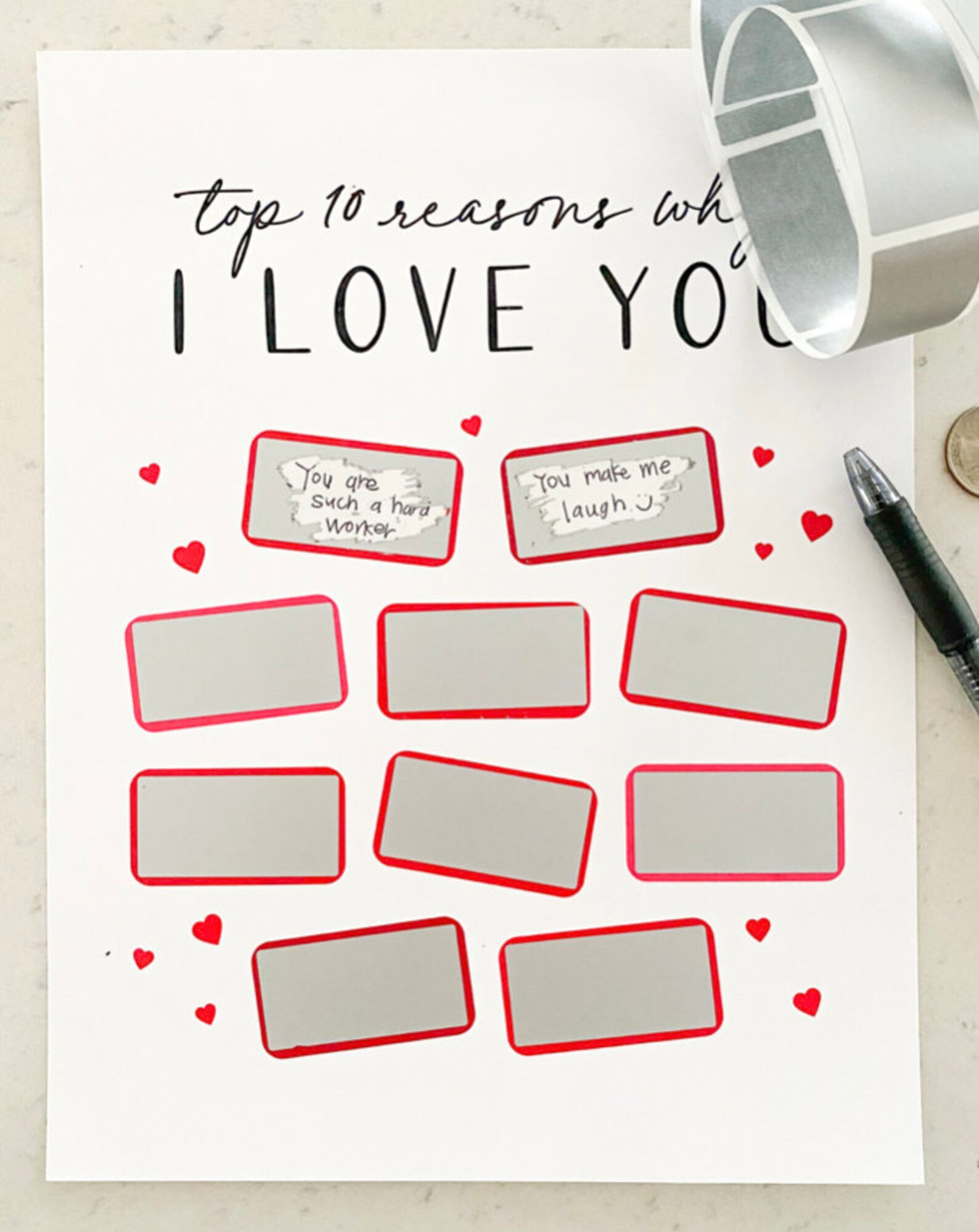 Scratch and Reveal 10 Reasons Why I Love You, Personalized Gift ...