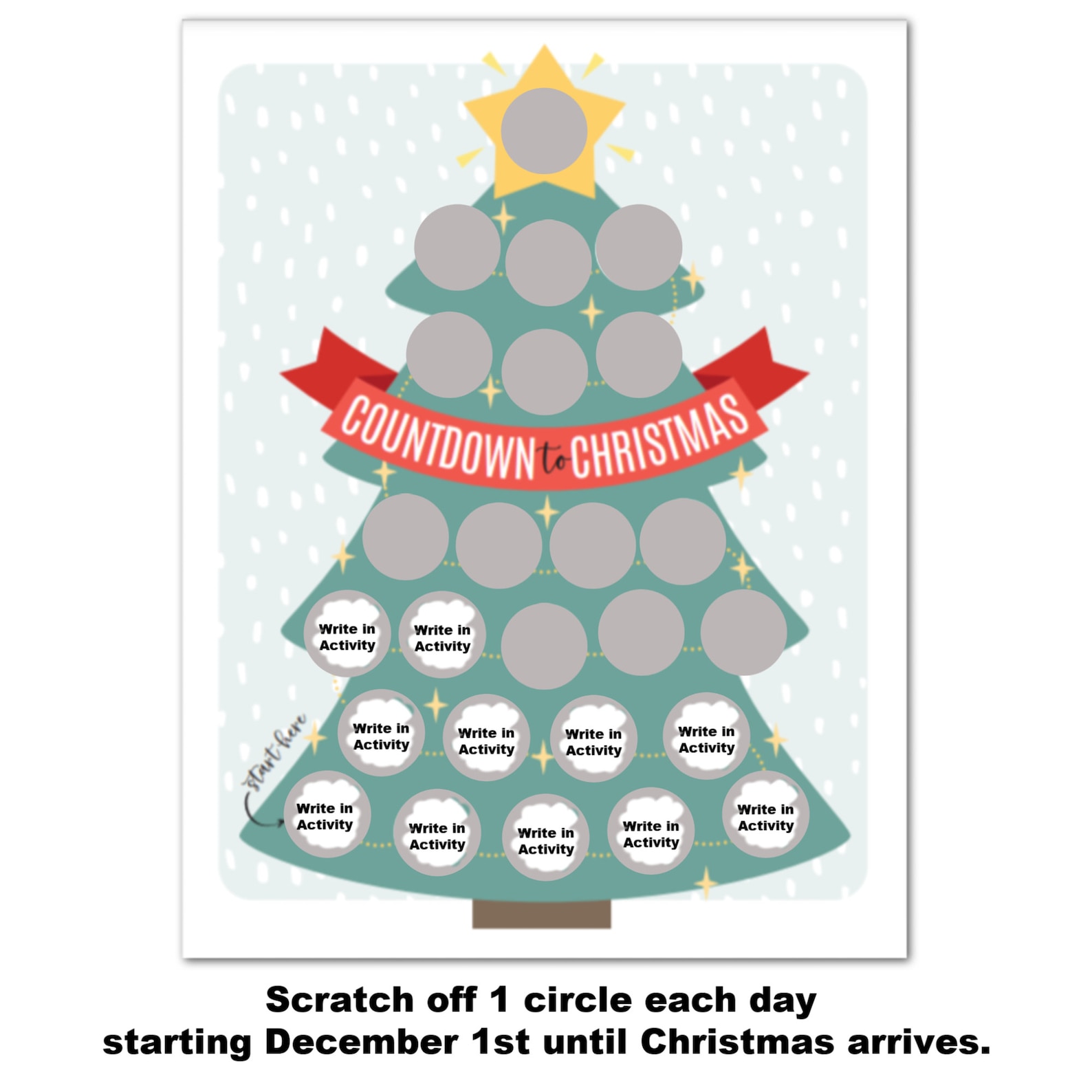 Scratch OFF Christmas Tree Advent Calendar, Christmas Countdown ...
