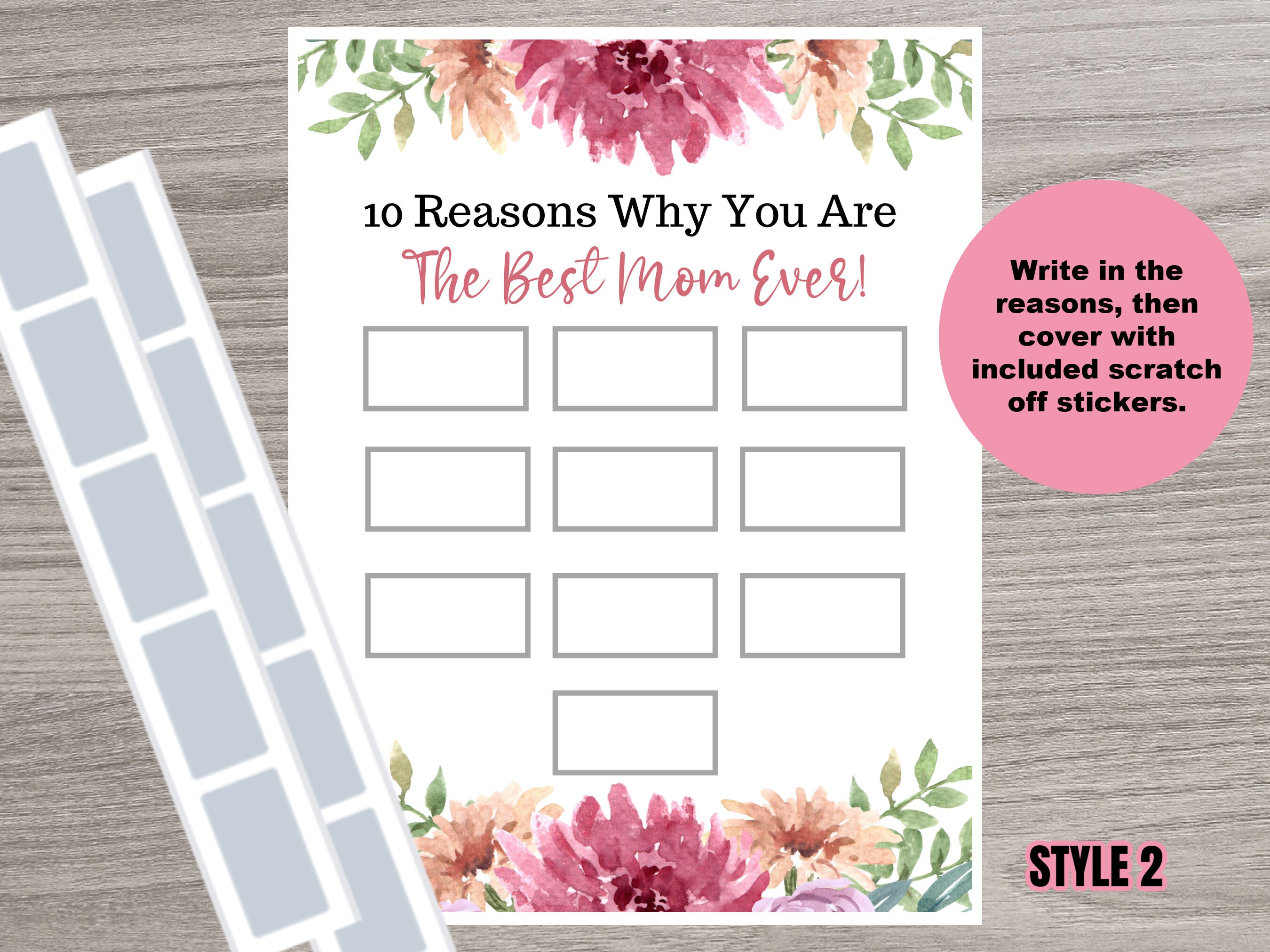 Mothers Day Card, Scratch off Chart, Best Mom Ever, Mothers Day Gift ...