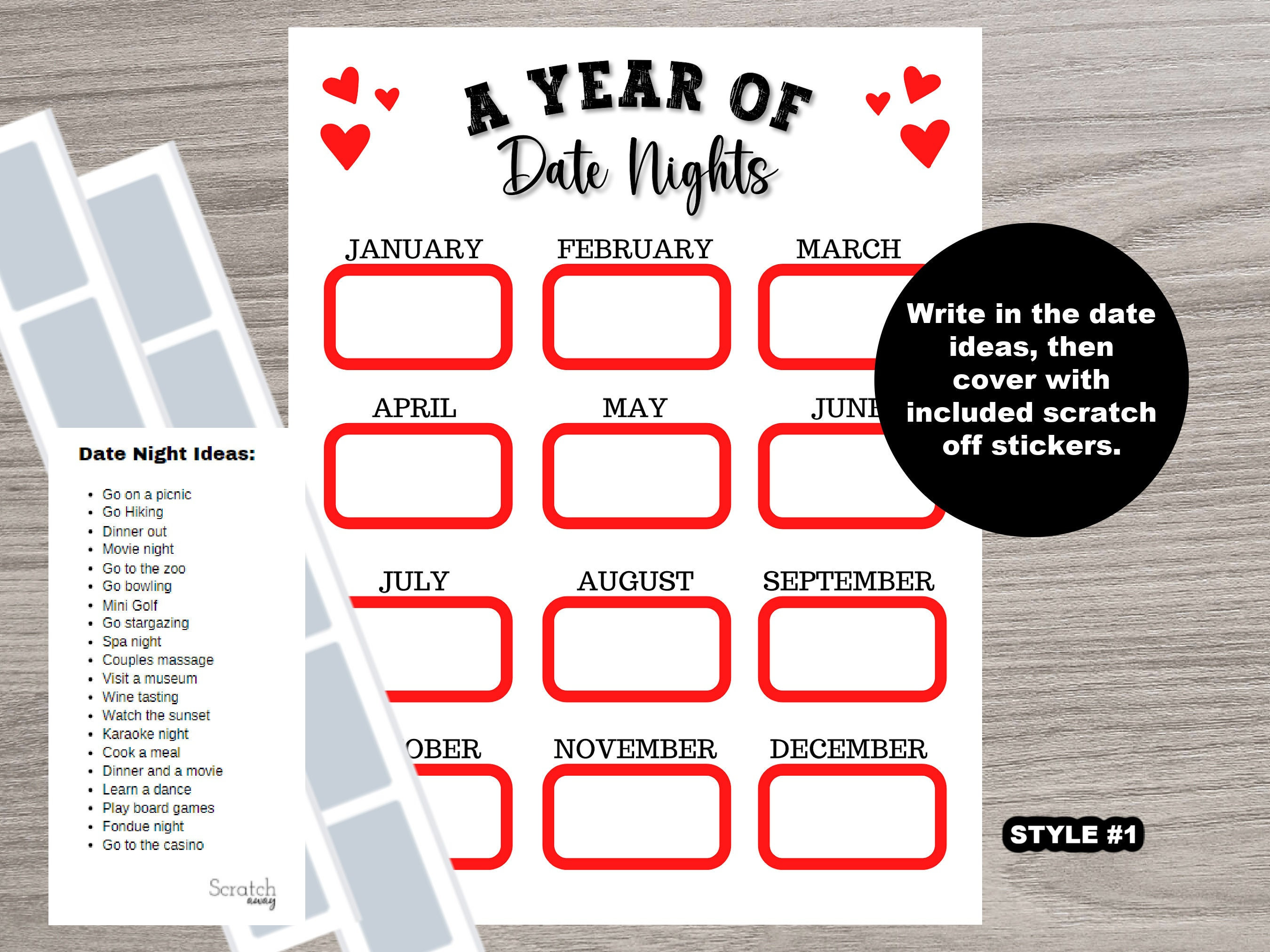Date Night Scratch Off Scratch off Chart A Year of Date - Etsy