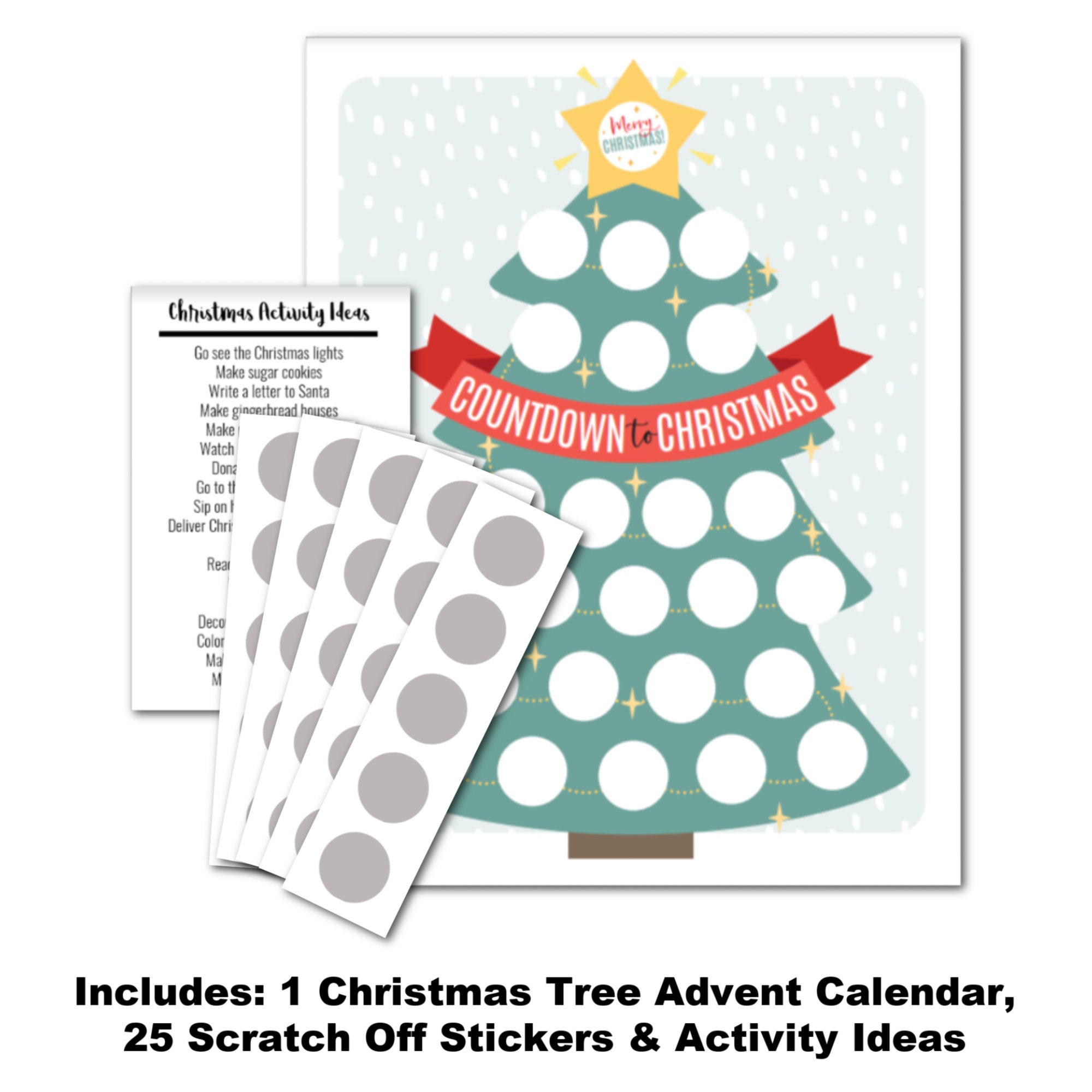 Scratch OFF Christmas Tree Advent Calendar, Christmas Countdown ...
