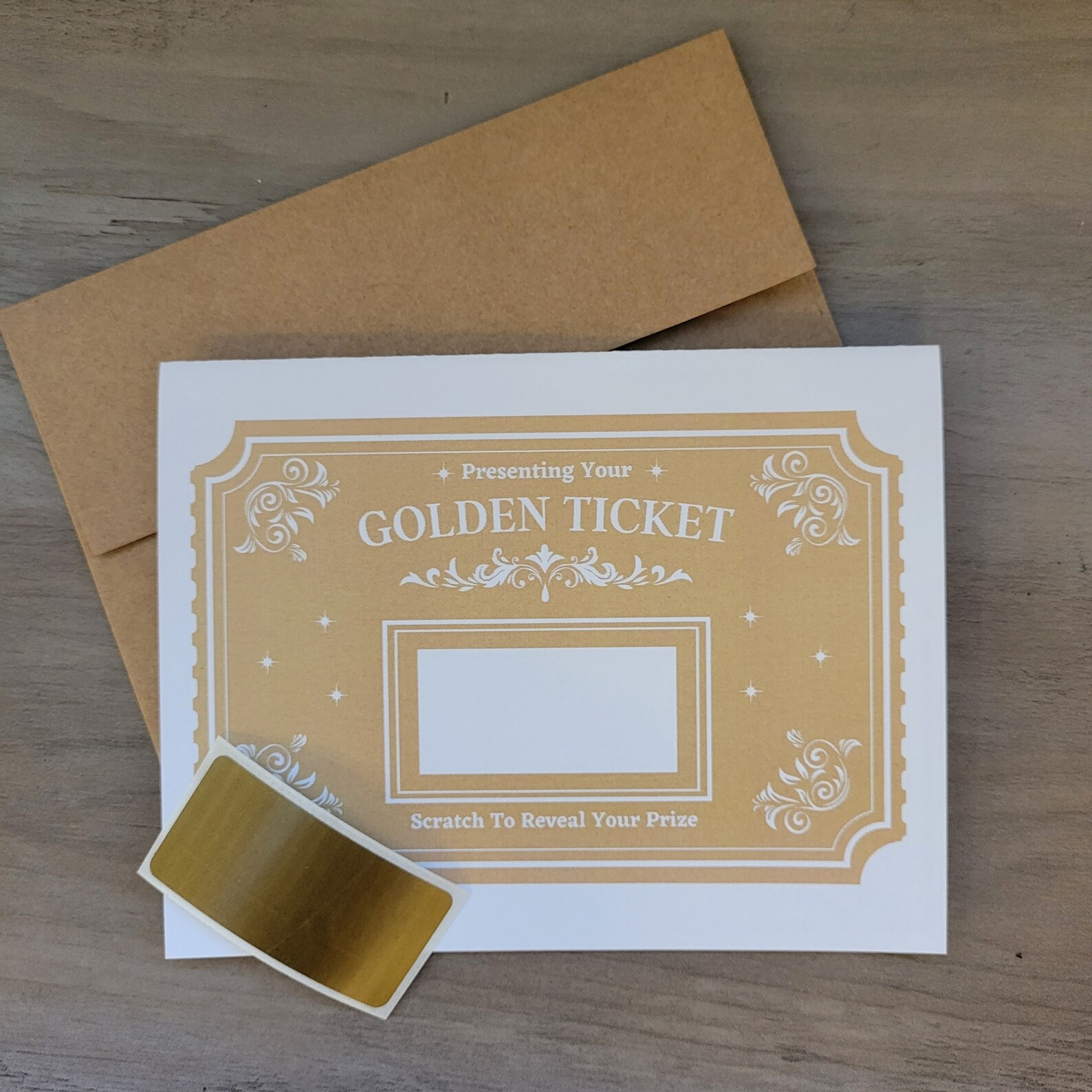 Golden Ticket Scratch off Card, Greeting Card, Birthday Card, Surprise ...