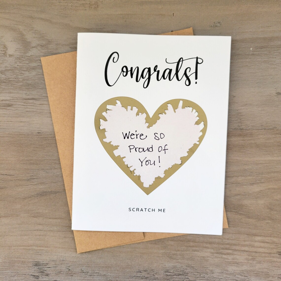 Congrats Heart Scratch off Card Greeting Card Birthday Card - Etsy