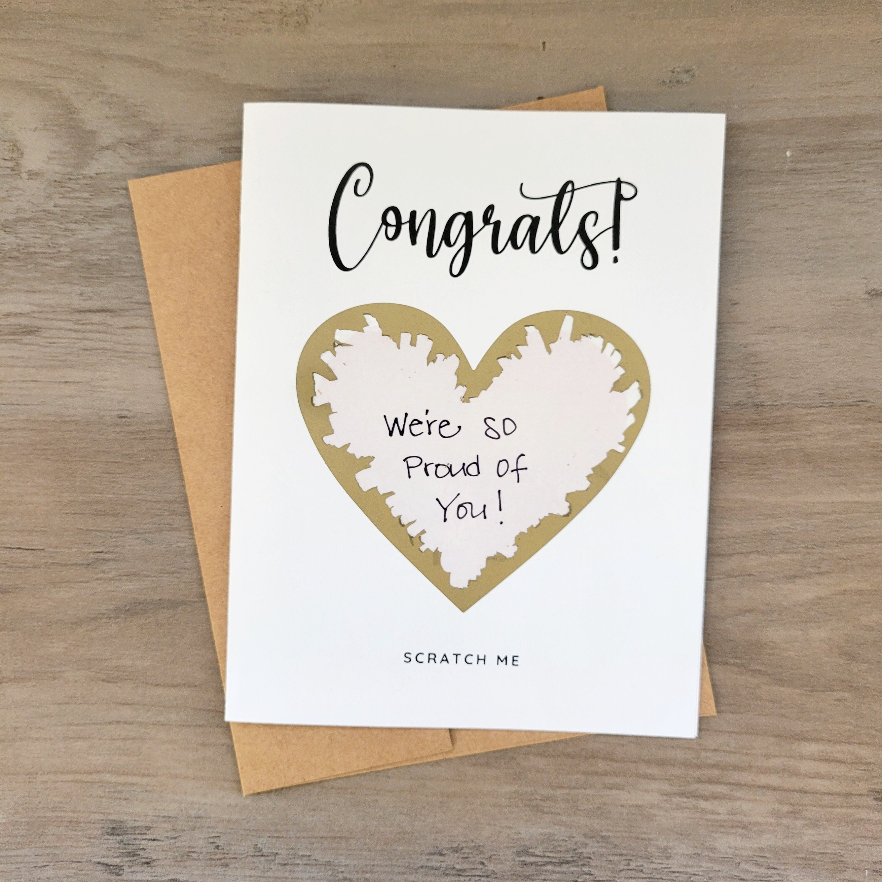 Congrats Heart Scratch off Card, Greeting Card, Birthday Card, Surprise ...