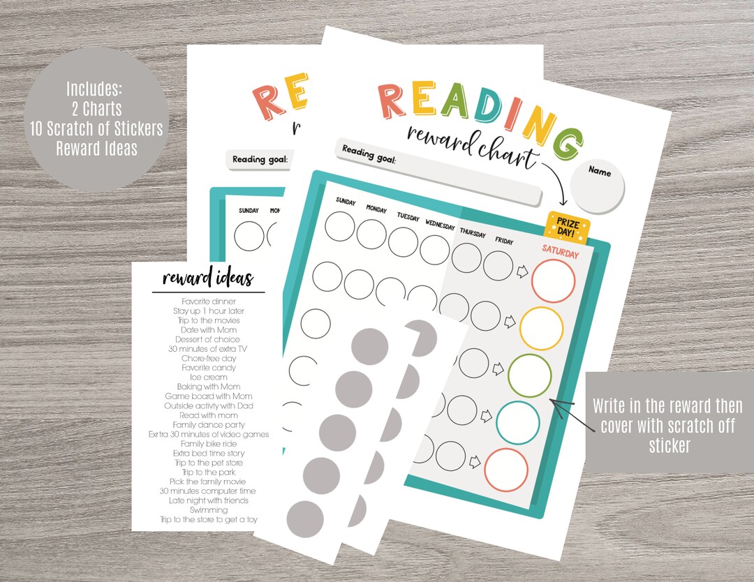 Scratch off Rewards Reading Chart 2 Pk, Kids Reward Chart, Reading ...