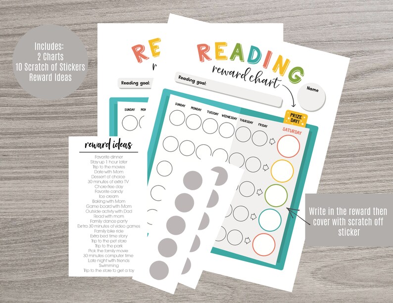 Scratch off Rewards Reading Chart 2 Pk, Kids Reward Chart, Reading ...