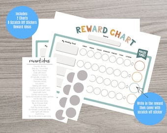 Scratch off Daily Chore Reward Chart 2 Pk, Chore Chart for Kids, Summer ...