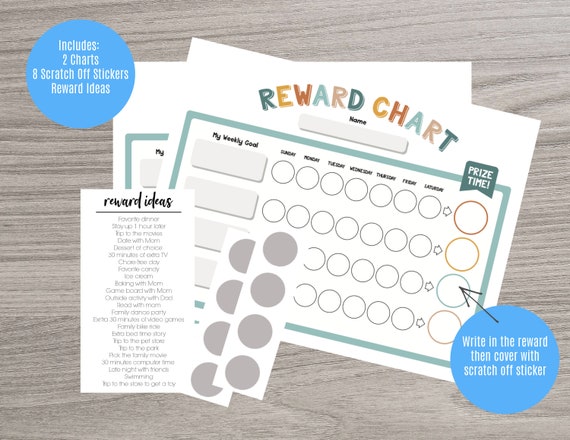 Scratch off Reward Chart 2 Pk Kids Reward Chart Reward | Etsy