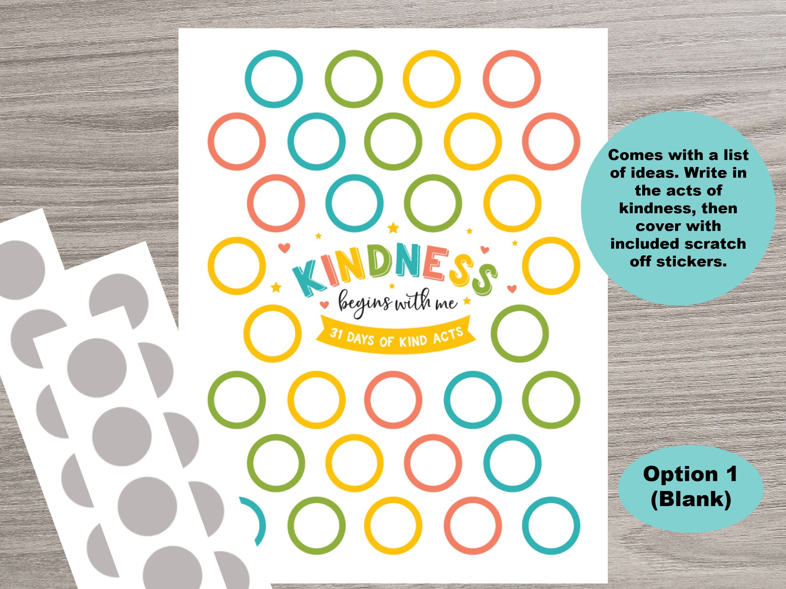 KINDNESS CHART, Kids Chore Chart, Scratch-off Chart, 31 Days Scratch ...