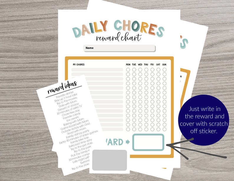 Scratch off Daily Chore Reward Chart 2 Pk, Chore Chart for Kids, Summer ...