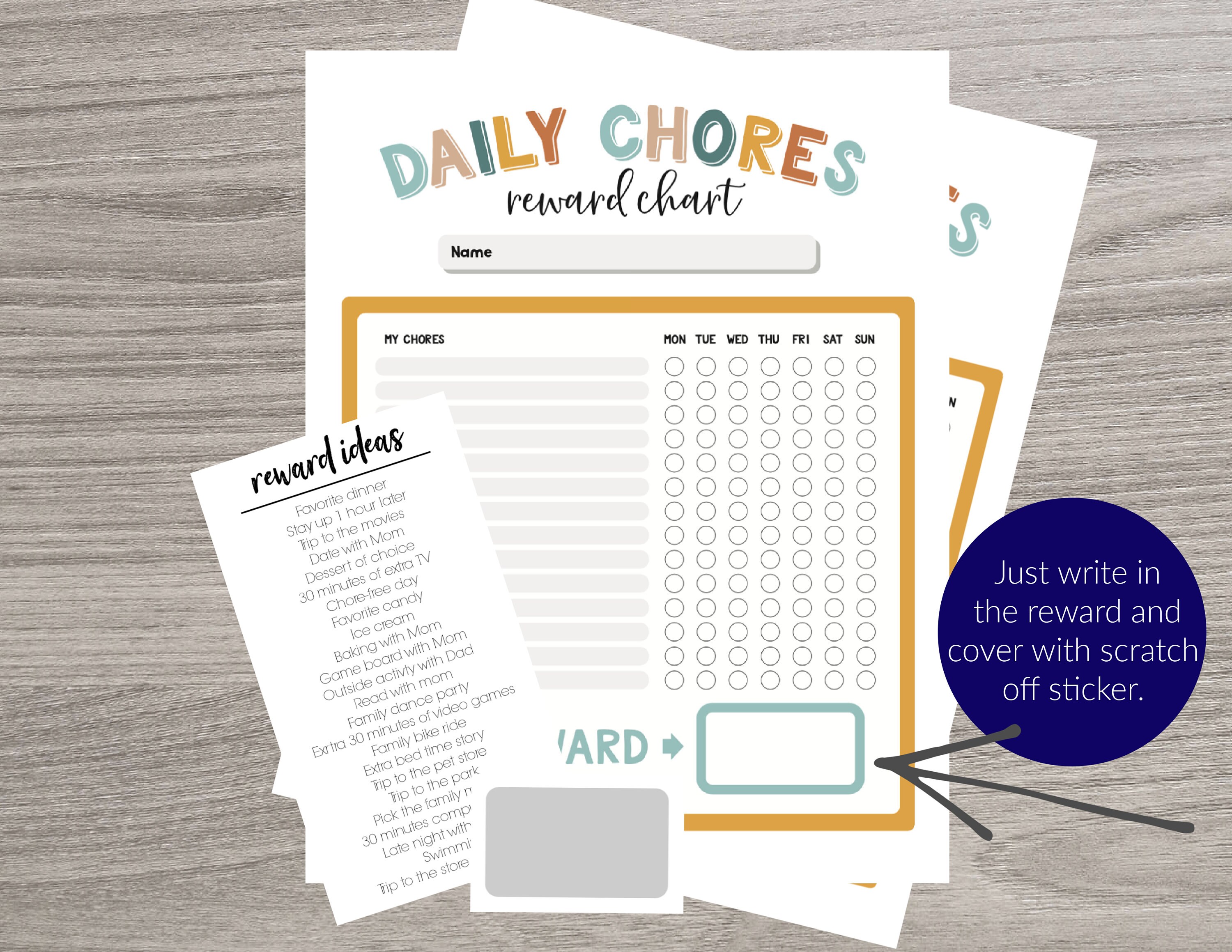 Scratch off Daily Chore Reward Chart 2 Pk, Chore Chart for Kids, Summer ...