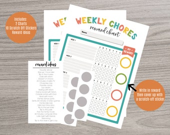 Scratch off Daily Chore Reward Chart 2 Pk, Chore Chart for Kids, Summer ...