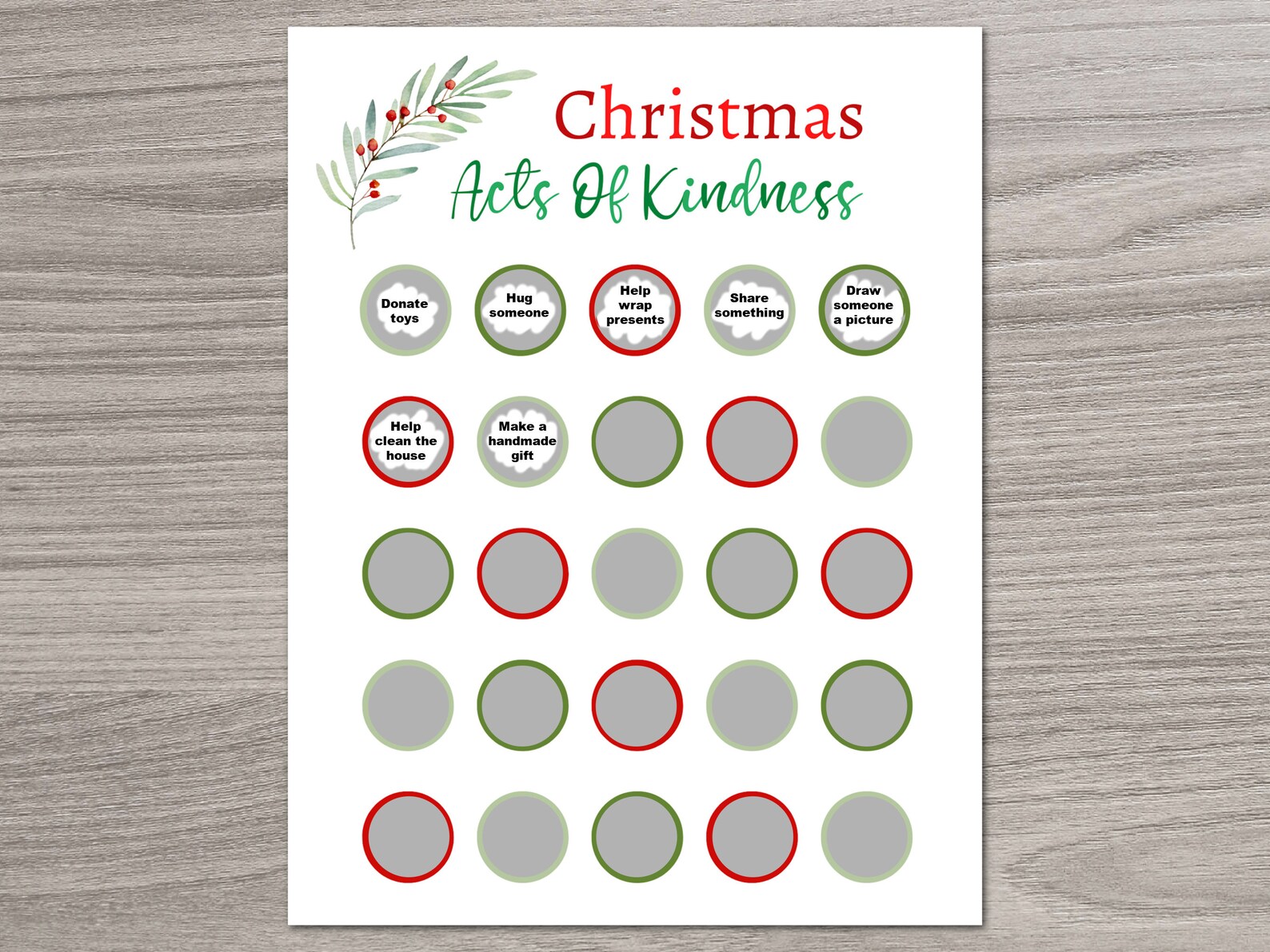 Christmas Acts of Kindness Scratch off Calendar, Christmas Calendar ...