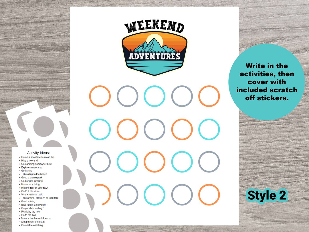 Weekend Adventure Scratch off Chart, Weekend Bucket List, Boredom ...