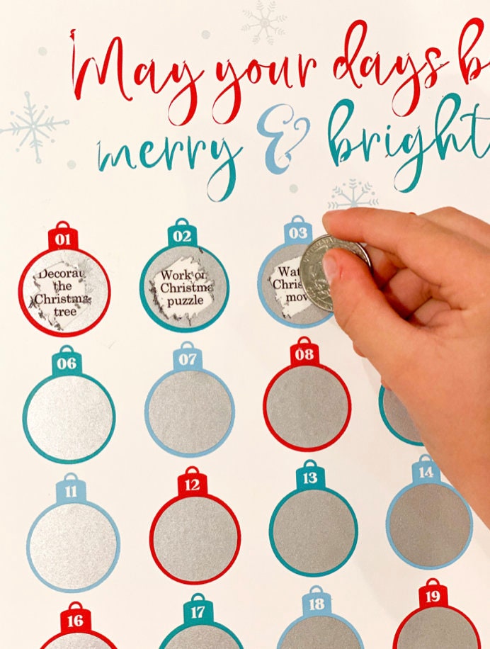 Scratch off Christmas Advent Calendar, Christmas Countdown, DIY Advent ...