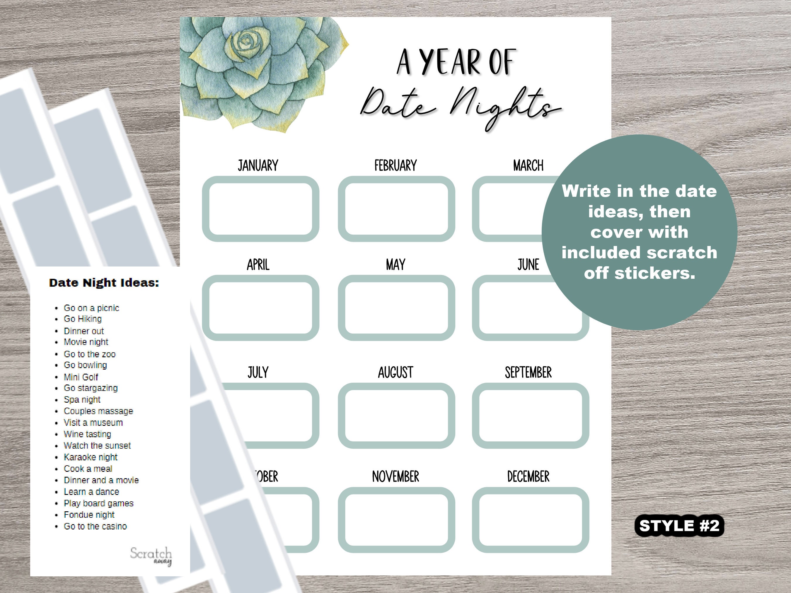 Date Night Scratch Off, Scratch off Chart, A Year of Date Nights, Date ...