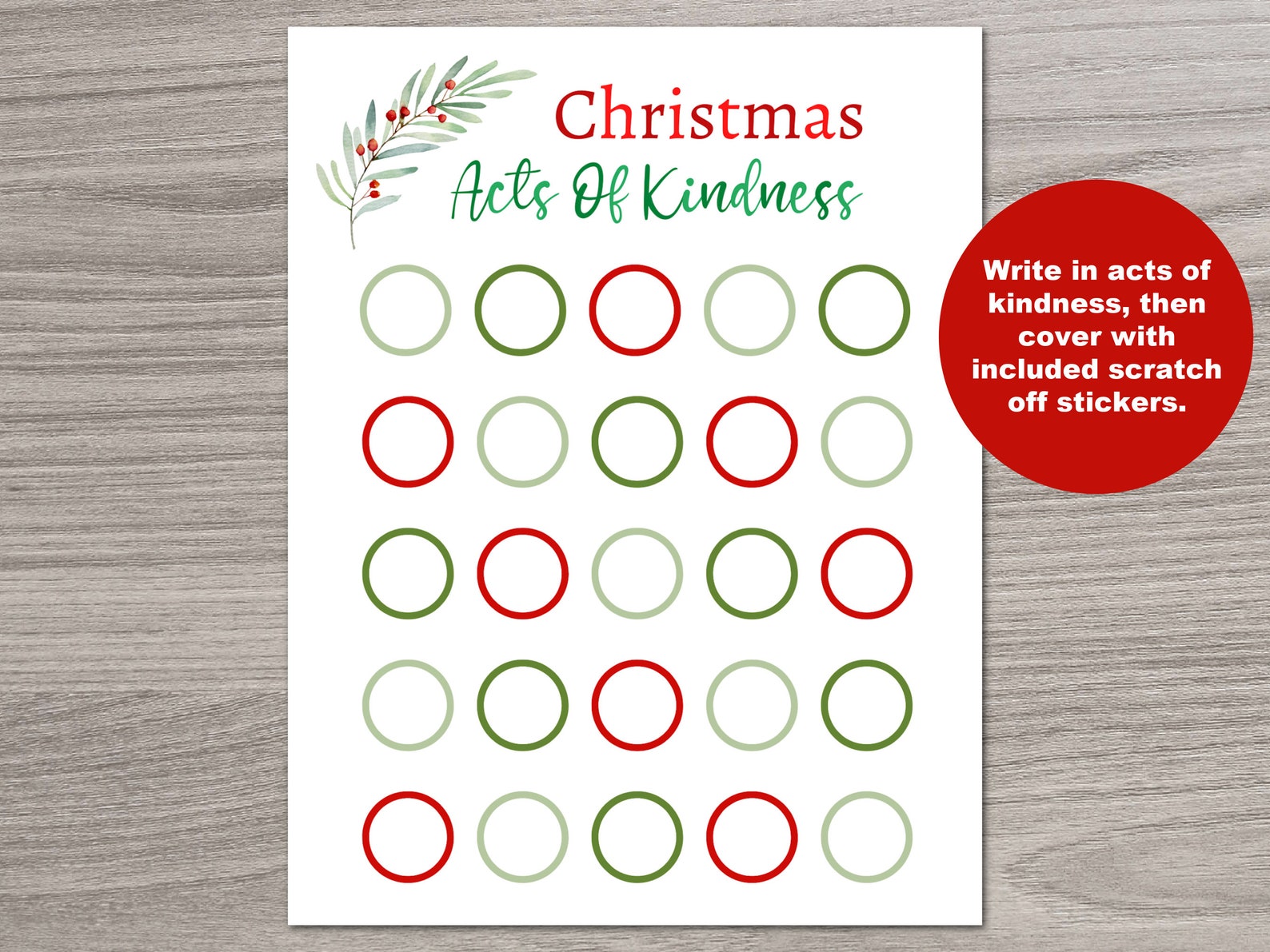 Christmas Acts of Kindness Scratch off Calendar, Christmas Calendar ...