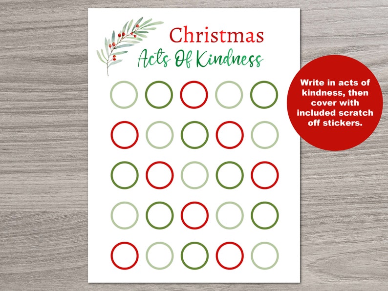Christmas Acts of Kindness Scratch off Calendar, Christmas Calendar ...