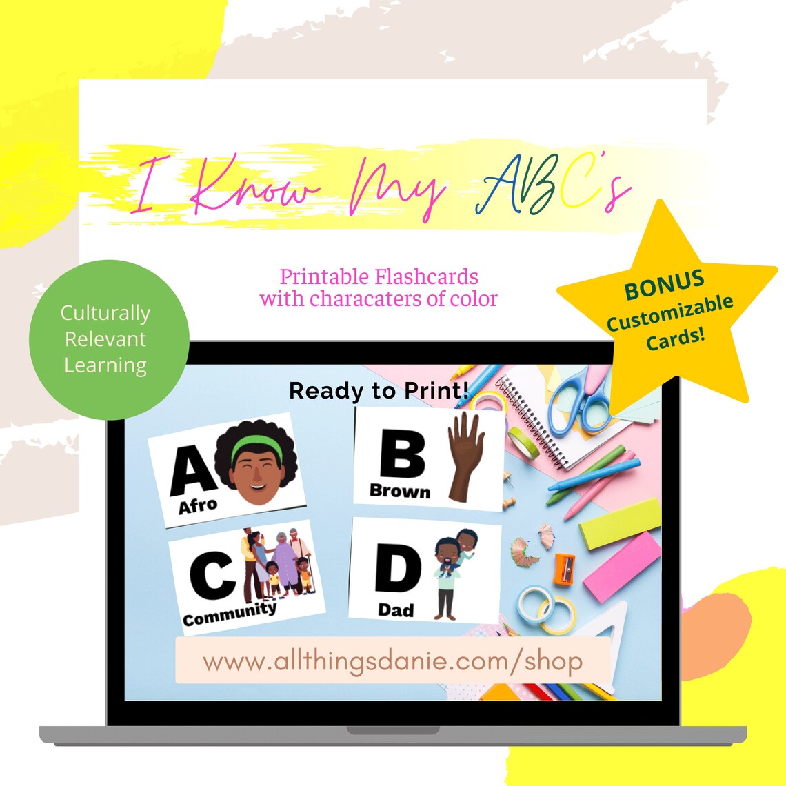 ABC Flashcards African American Characters Back to School - Etsy