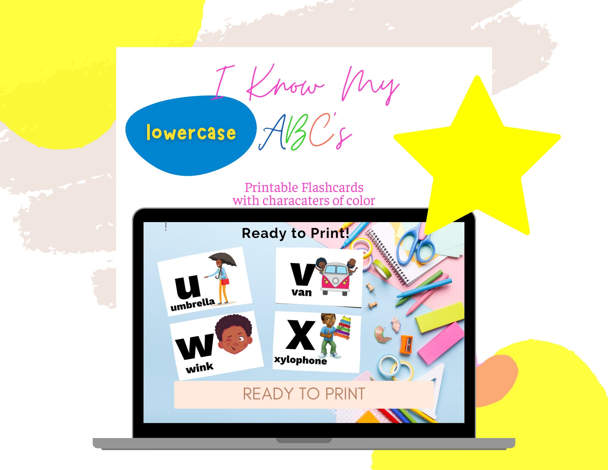 ABC Flashcards - Uppercase and Lowercase - African American Characters ...