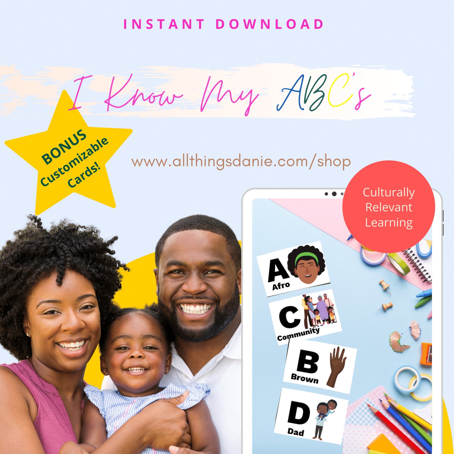 ABC Flashcards African American Characters Back to School - Etsy