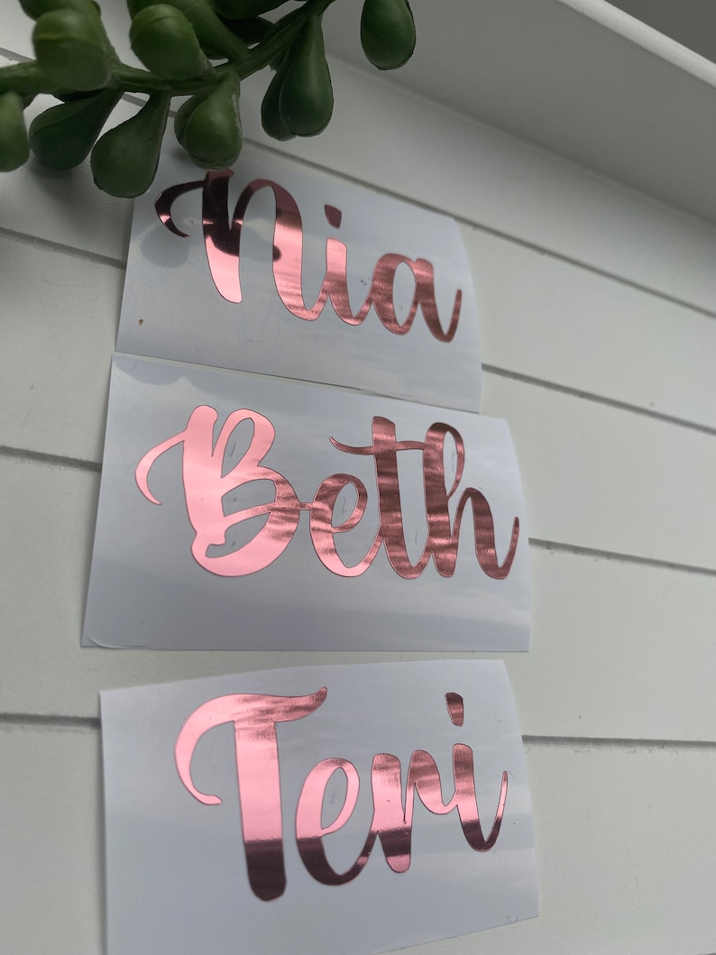 Rose Gold Vinyl Personalised Name Sticker Chrome Custom - Etsy UK