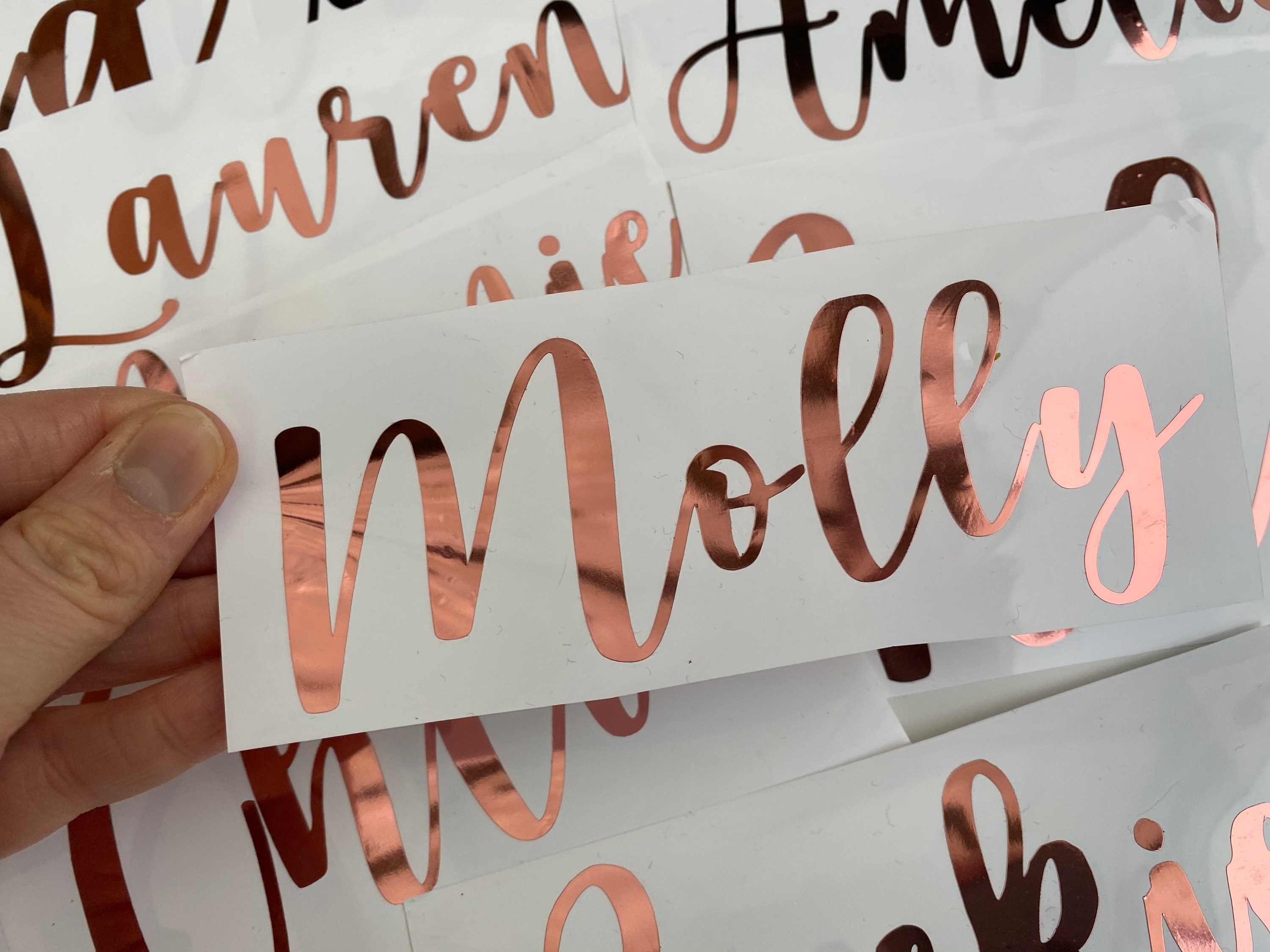 Rose Gold Vinyl Personalised Name Sticker Chrome Custom - Etsy UK