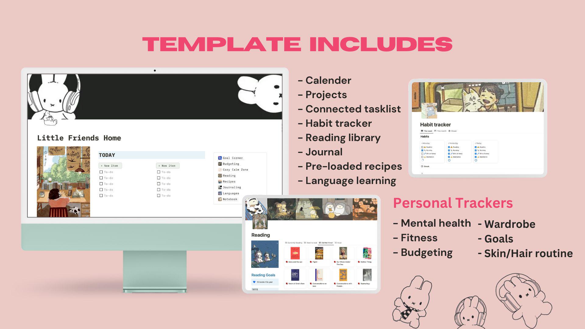 Miffy Notion Life Planner | Goal Setting & Finance Tracker Template - Etsy
