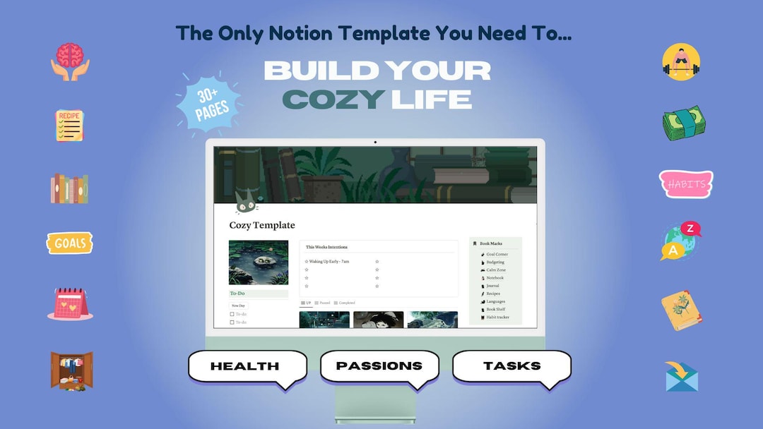 Notion Cozy Life Planner | Cute All-in-one Notion Template | Daily Goal ...