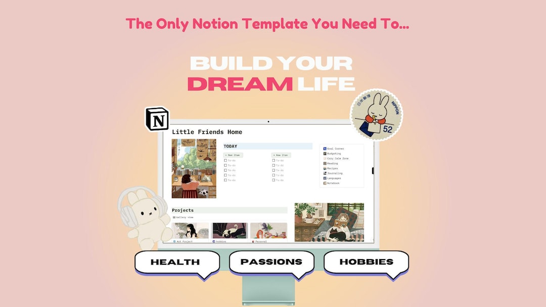 Notion Life Planner | Miffy All-in-one Notion Template | Daily Goal ...