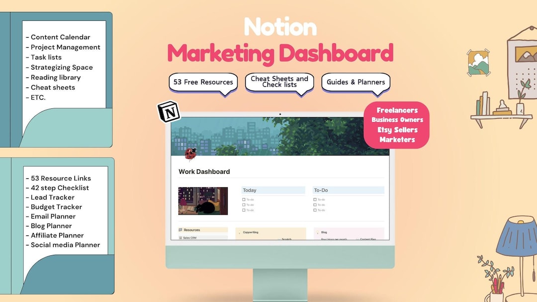 Notion Freelance Work Template | Notion Marketing Dashboard | Social ...