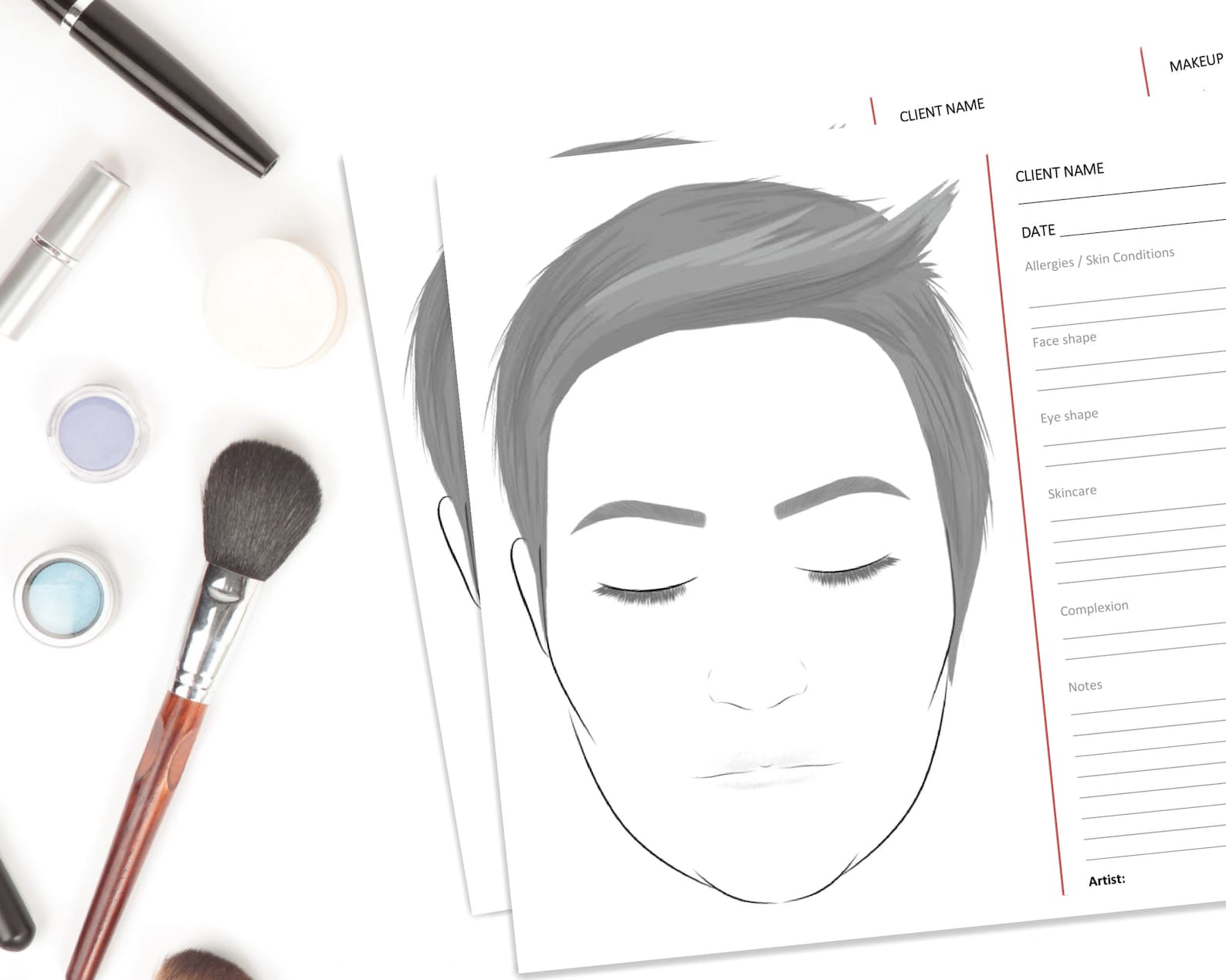 Facechart, Printable Face Chart, Blank Makeup Face Chart Template, Face ...