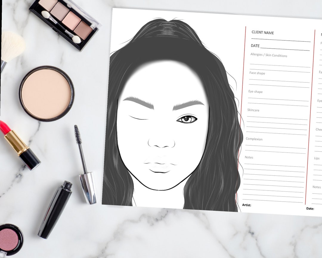 Makeup Artist, MUA, Face Chart, Facechart, Instant Download, Makeup ...