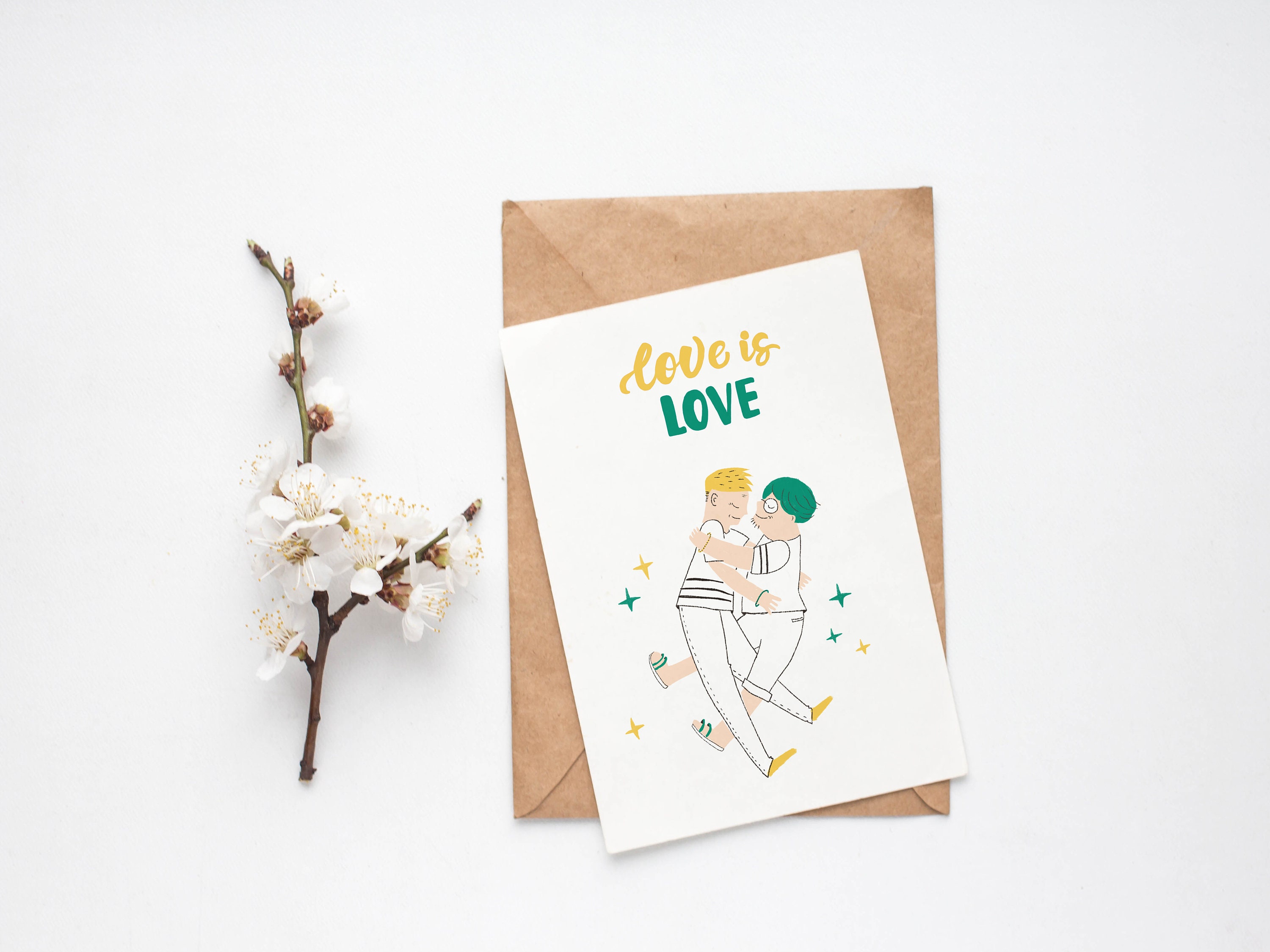 Rainbow Card LGBTQ Valentines Day Gift Love is Love Gay Engagement Card ...